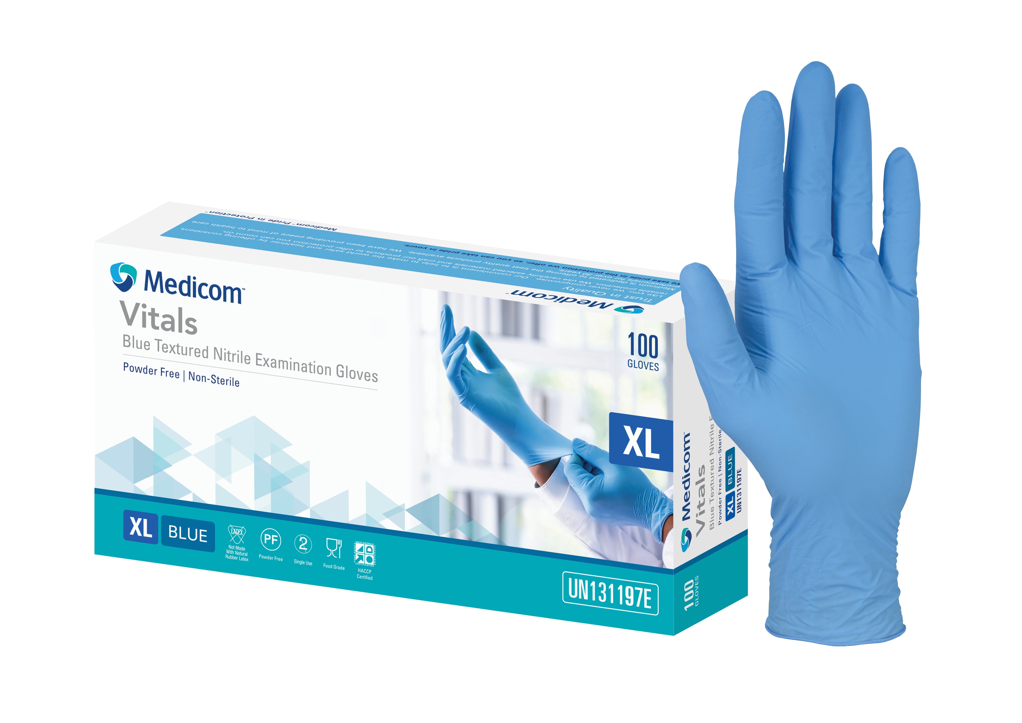 Vitals - Blue Textured Nitrile Gloves – LuxeMED